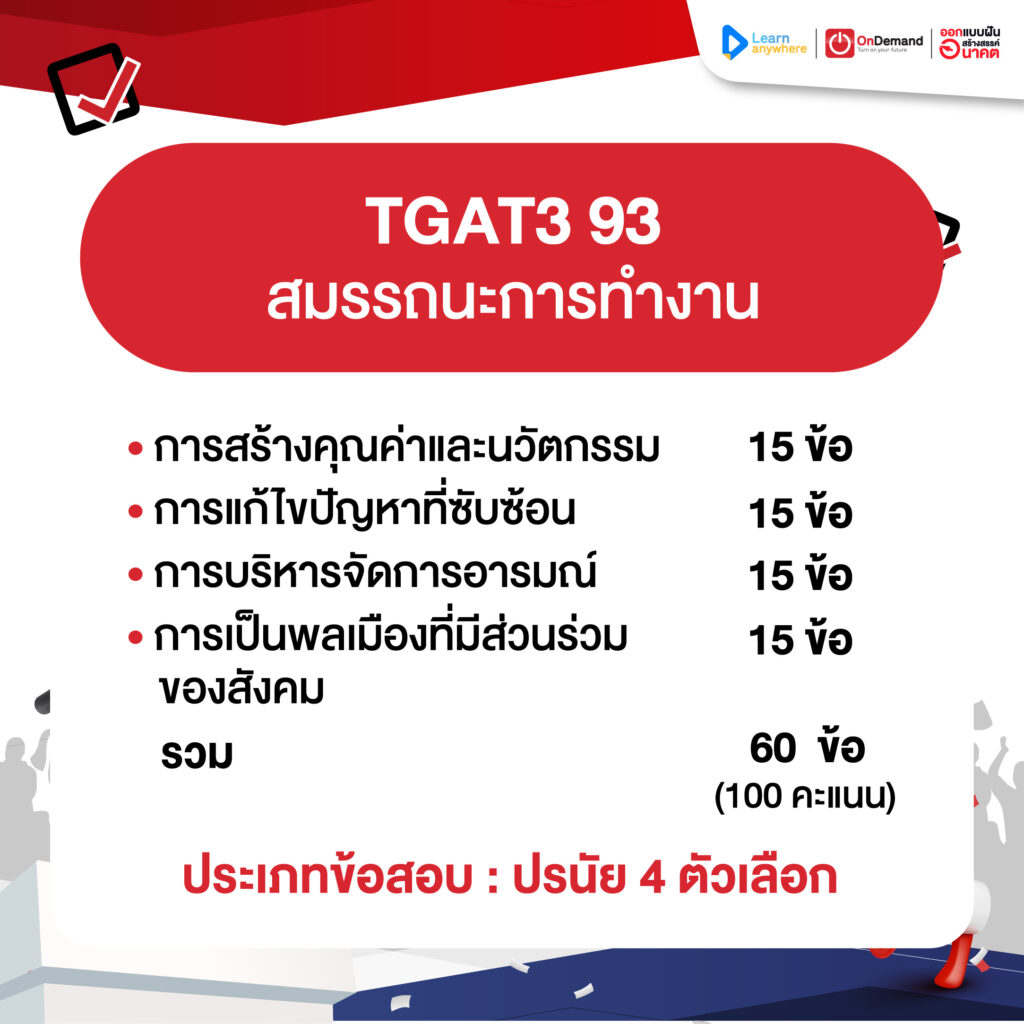 โครงสร้างข้อสอบ TGAT #DEK67 รู้ก่อน เตรียมตัวก่อน สู่คณะในฝัน - OnDemand